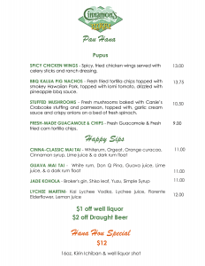Menu 2022 – Cinnamons at the 'Ilikai